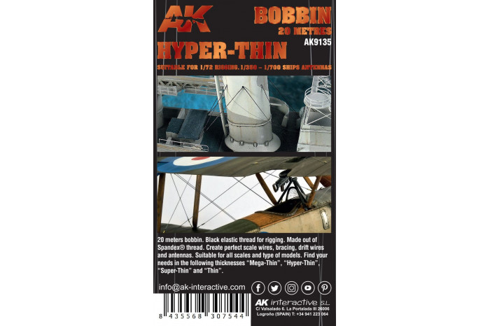 AK Interactive - ELASTIC RIGGING BOBBIN HYPER-THIN (SUITABLE FOR...